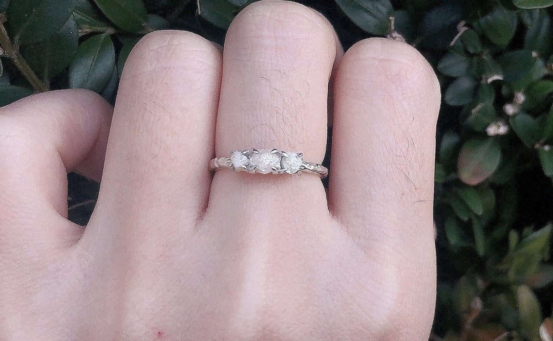 Dianty Raw Diamond Solid Silver Ring, Raw Diamond Engagement Rings ...