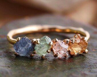 Raw Gemstone Ring - Etsy