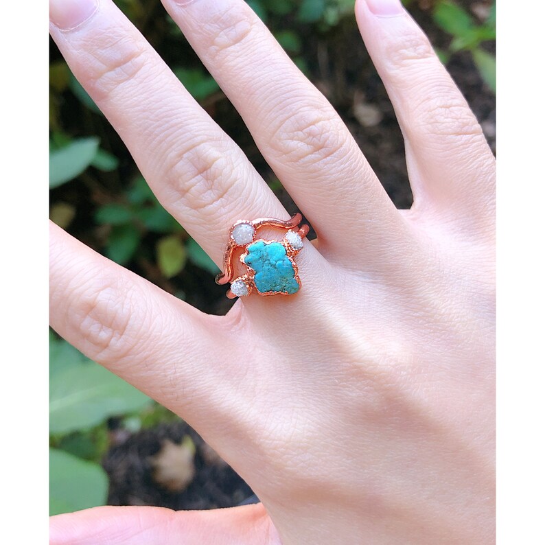 Raw Diamond Engagement Ring Raw Turquoise Ring Organic White - Etsy