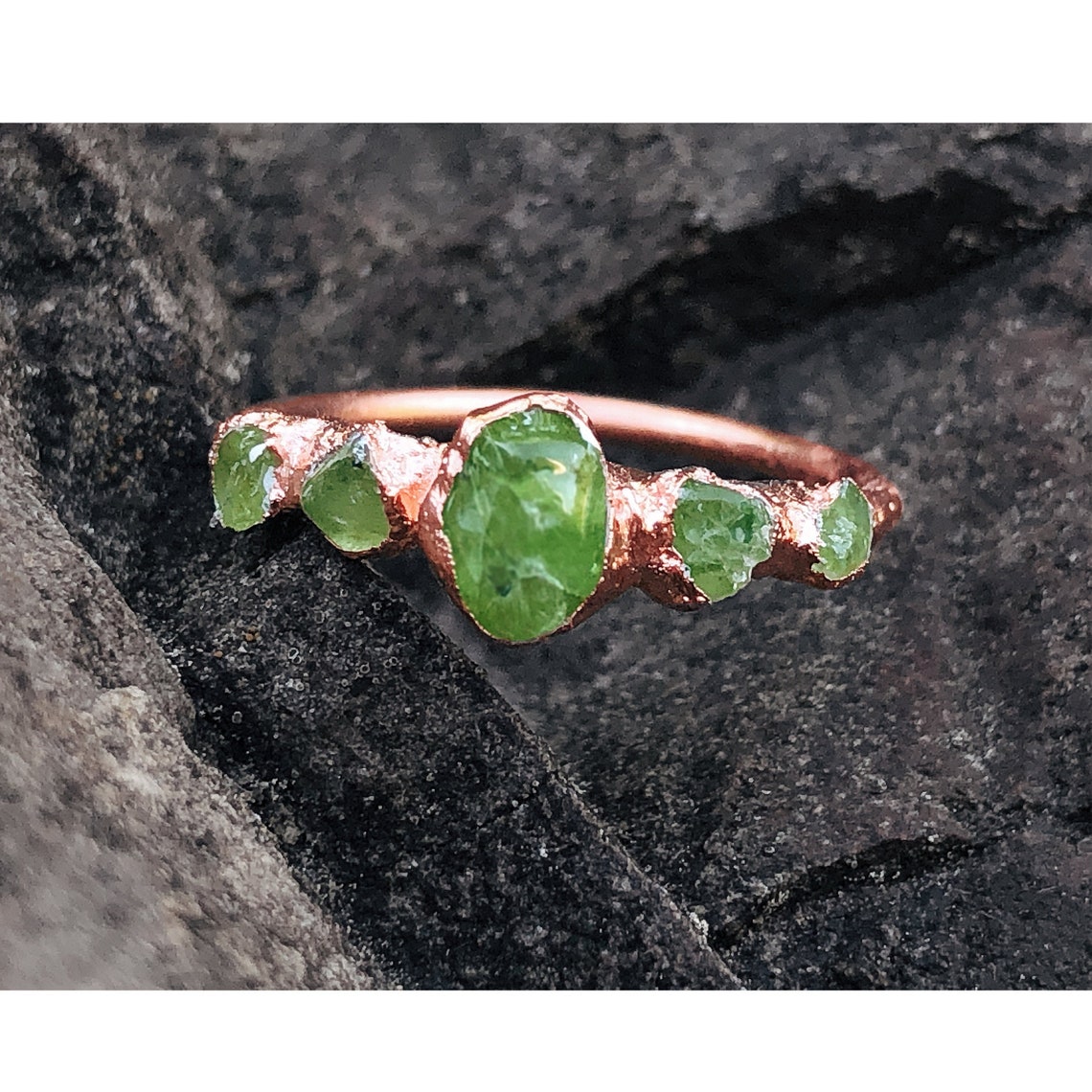 Raw Peridot Ring for Woman Peridot Dainty Ring Raw Stone - Etsy