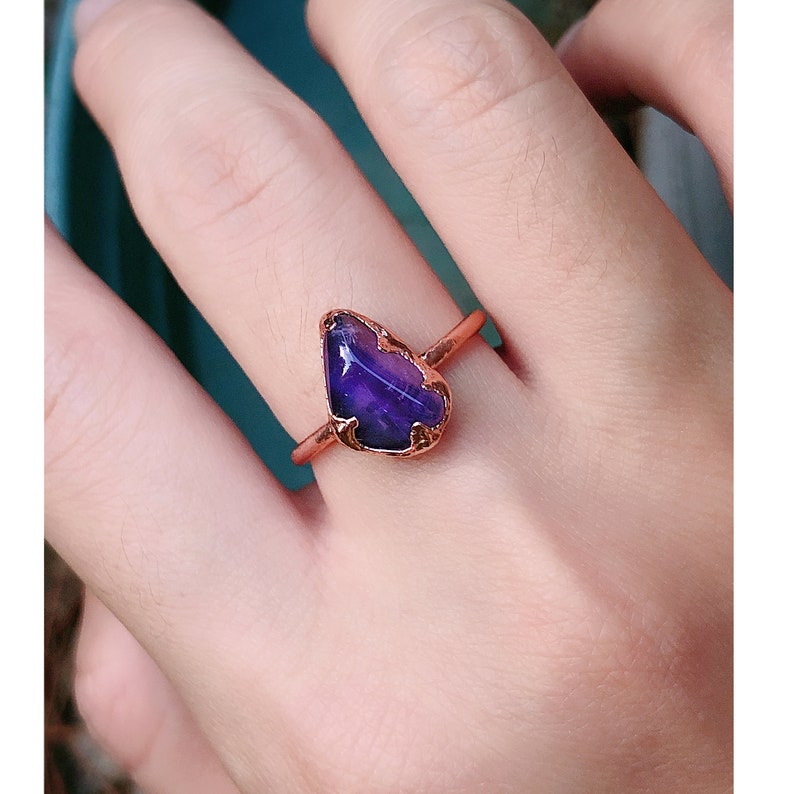 Raw Amethyst Wedding Rings for Woman Raw Amethyst Ring Raw - Etsy