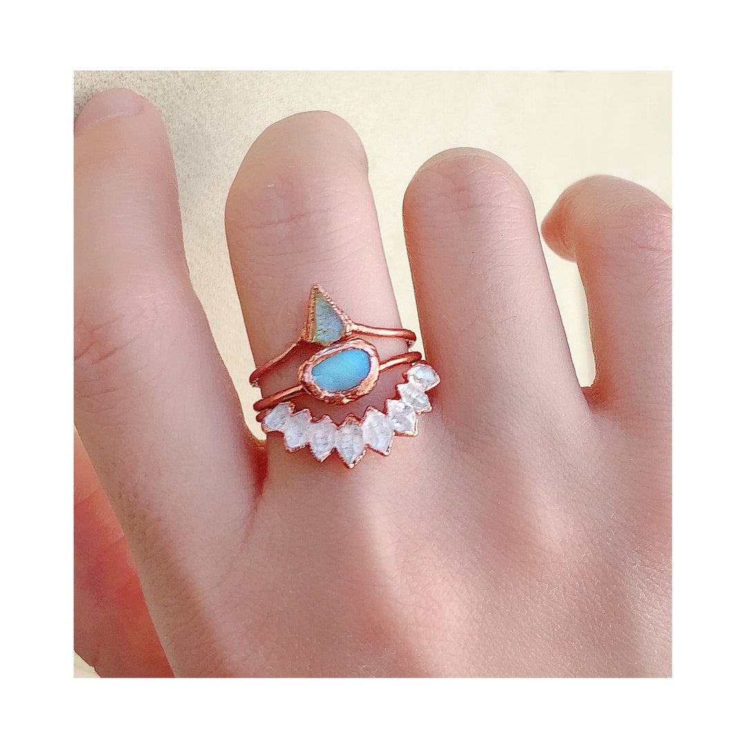 Raw Gemstone Engagement Rings, Raw Diamonds Ring, Crystal Engagement ...