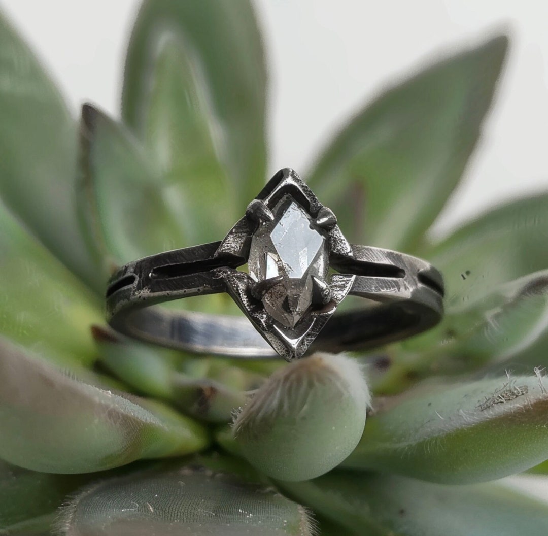 Raw Herkimer Diamond Solid Silver Ring, Raw Diamond Engagement Rings ...