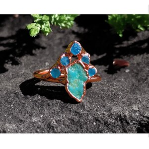Raw Turquoise Wedding Ring Set Raw Apatite Ring Raw Stone - Etsy