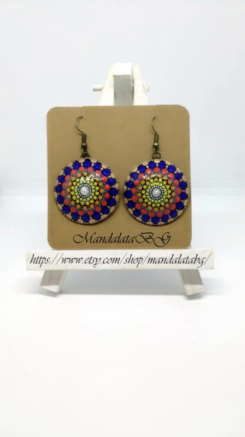 Hand Painted Mandala Earrings by Mandalatabg, Summer Mandala Earrings ...