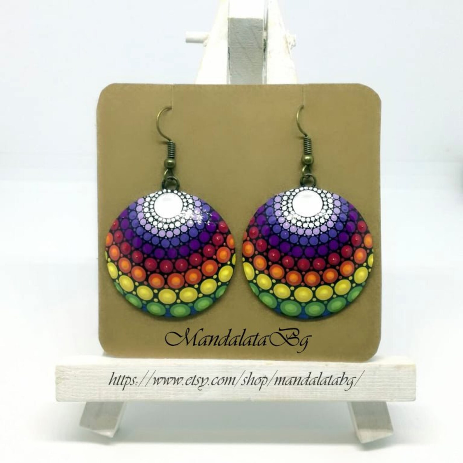 Hand Painted Mandala Earrings by Mandalatabg Summer Mandala - Etsy