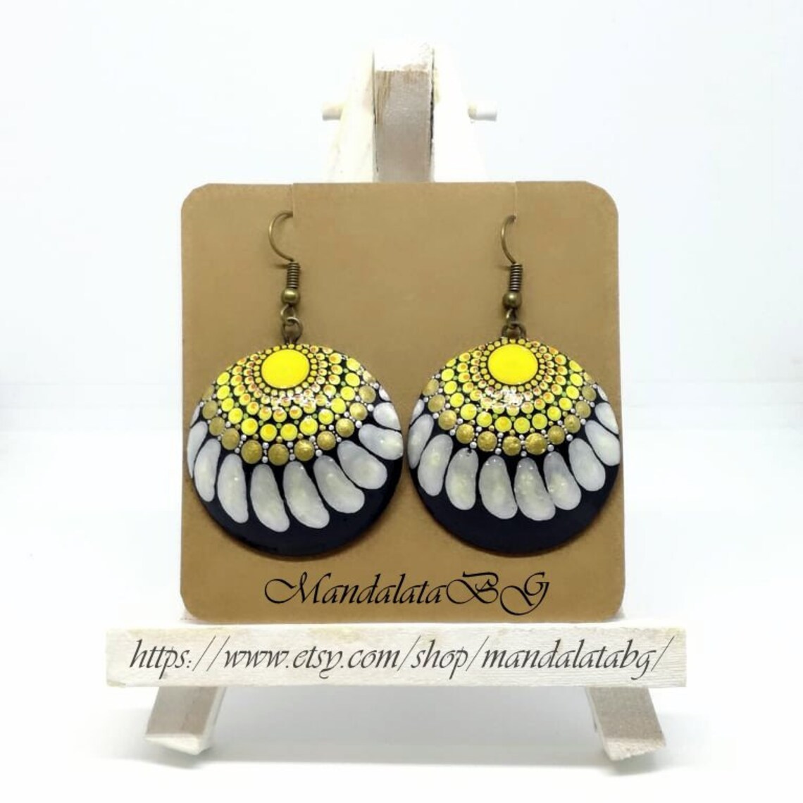 Hand Painted Mandala Earrings by Mandalatabg Summer Mandala - Etsy