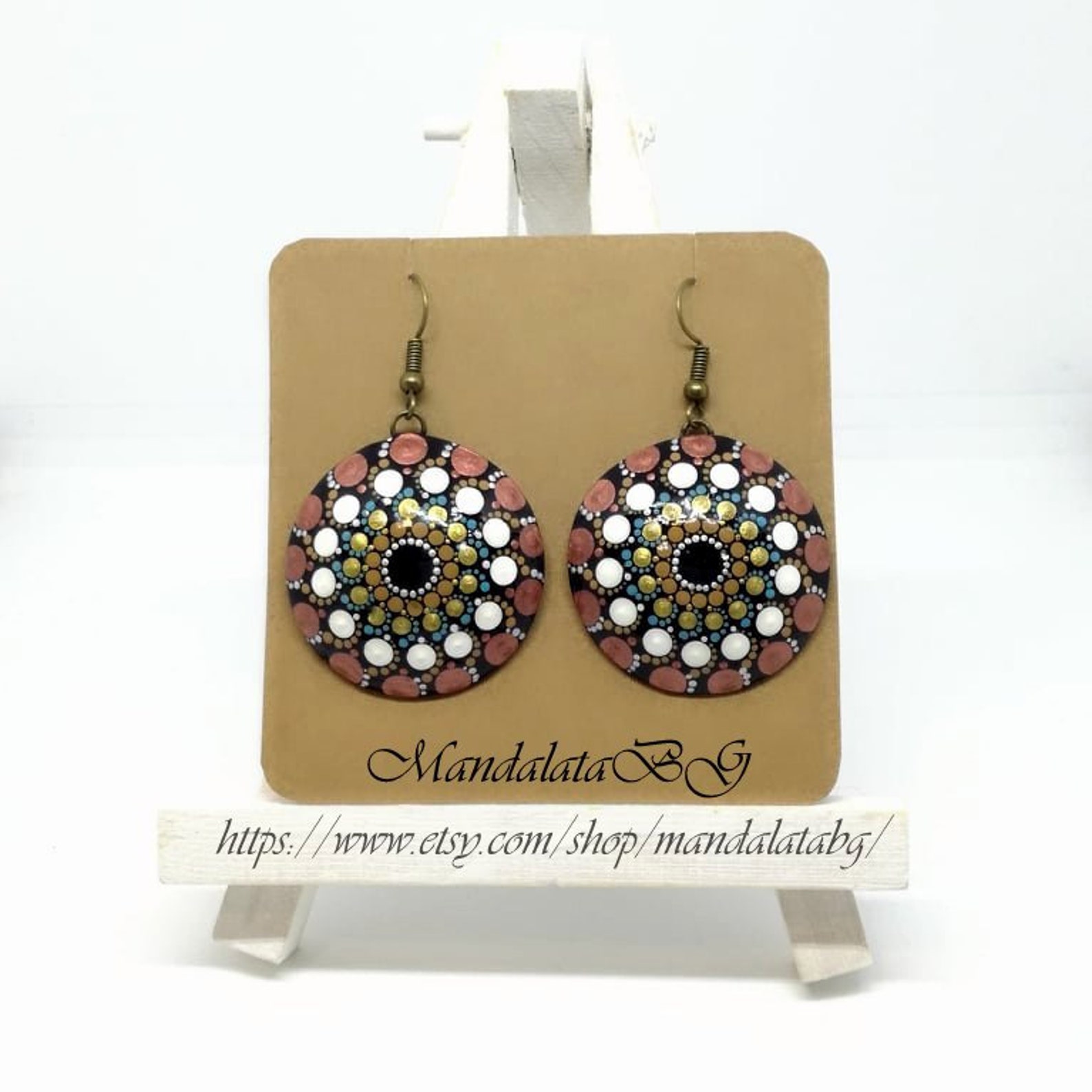 Hand Painted Mandala Earrings by Mandalatabg Summer Mandala - Etsy