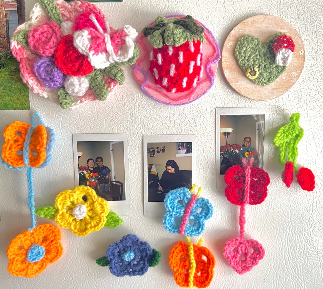 Flower Magnet/crochet/crochet Magnet/cute Magnets/crochet Art/fridge ...