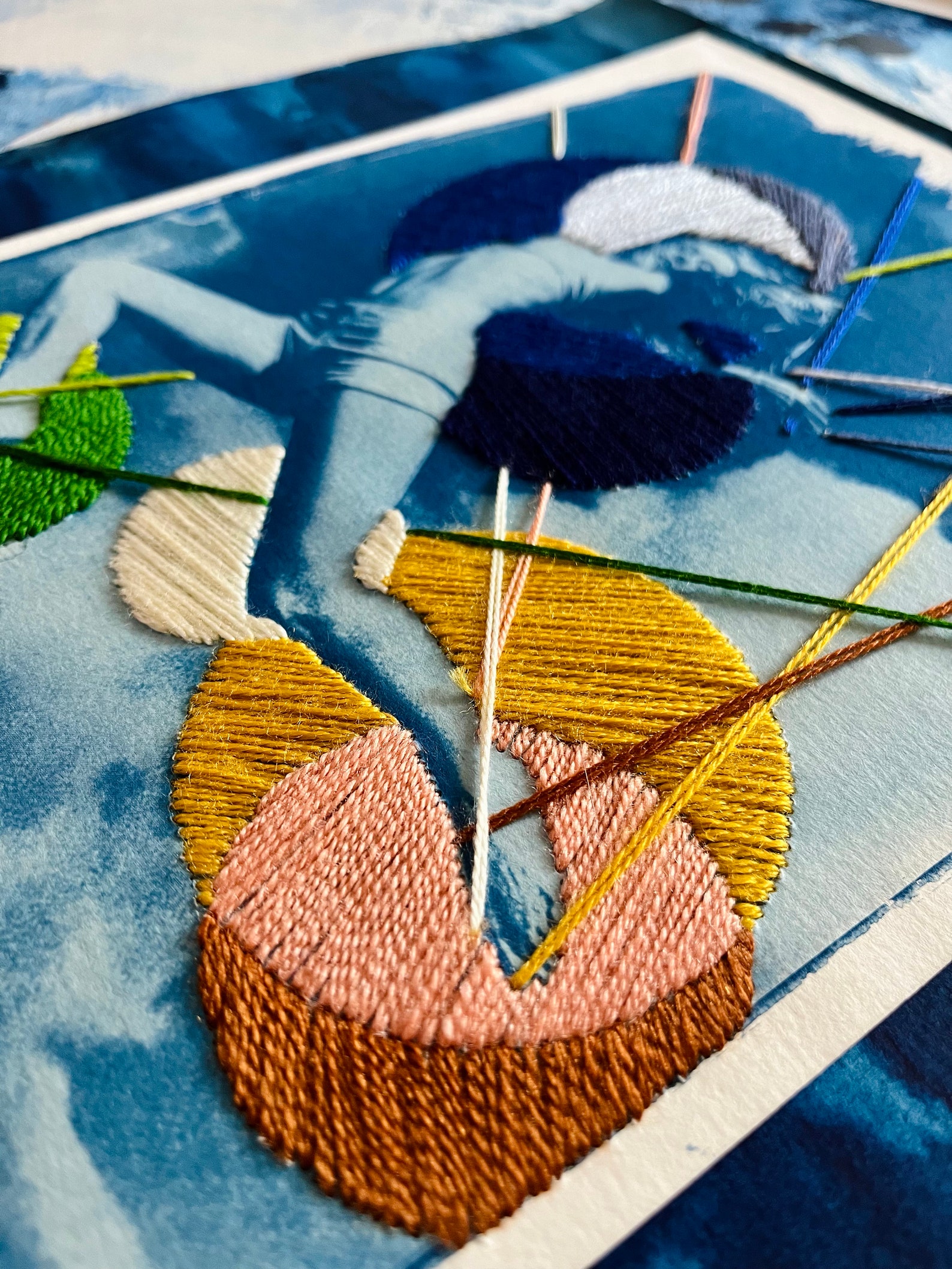 Original Blue Cyanotype Monotype on Watercolor Paper With Handmade ...