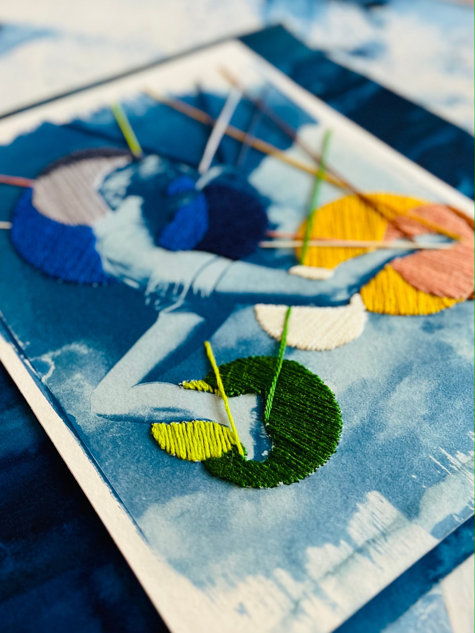 Original Blue Cyanotype Monotype on Watercolor Paper With Handmade ...