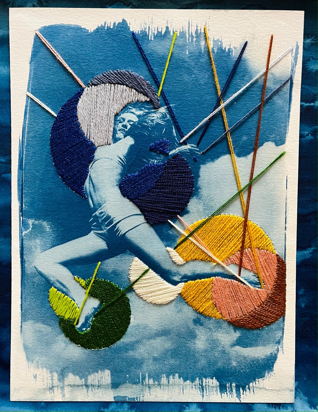 Original Blue Cyanotype Monotype on Watercolor Paper With Handmade ...