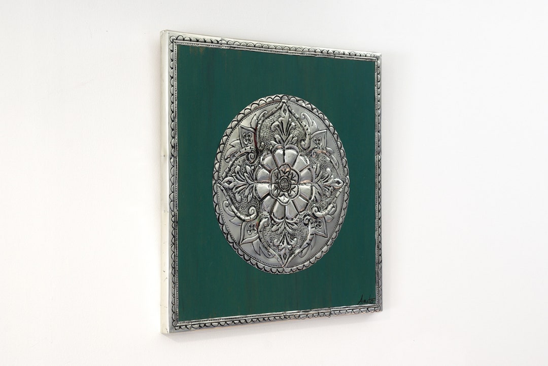 Rosette Painting in Repoussé Metal From Recovered - Etsy