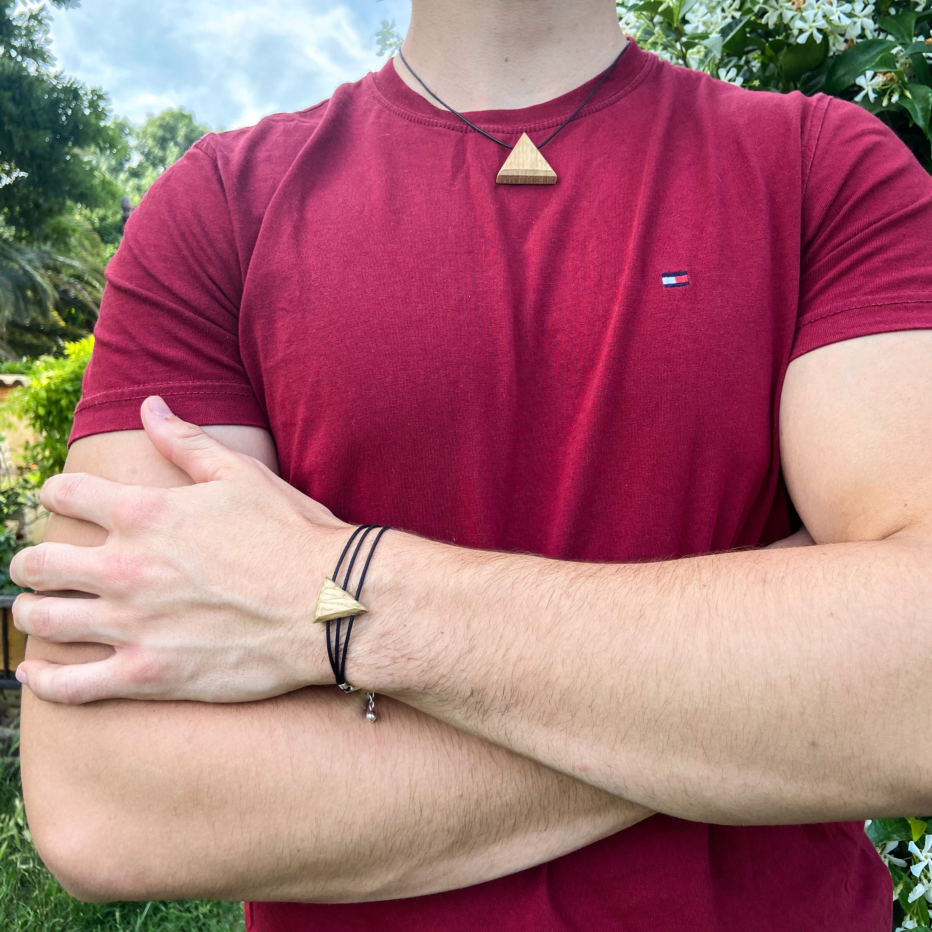 Collier en Chêne triangle en bois et argent 925 Collection | Etsy