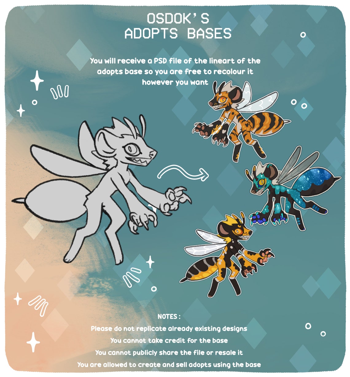 BEE HYENA BASE Furry Lineart for Fursona / Character Reference Sheet - Etsy