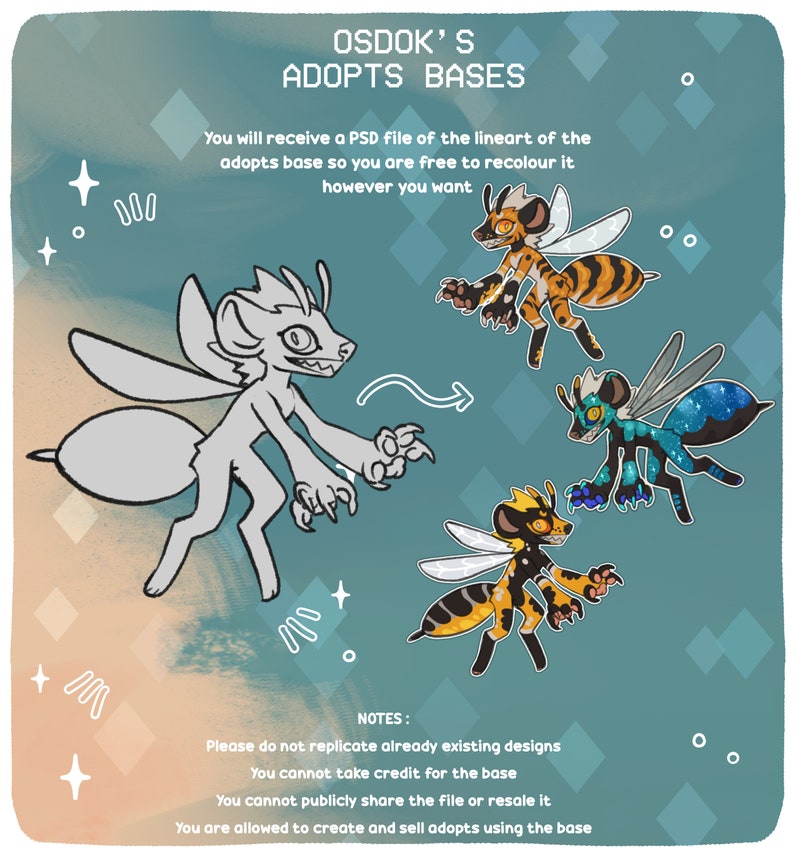 BEE HYENA BASE Furry Lineart for Fursona / Character Reference Sheet ...