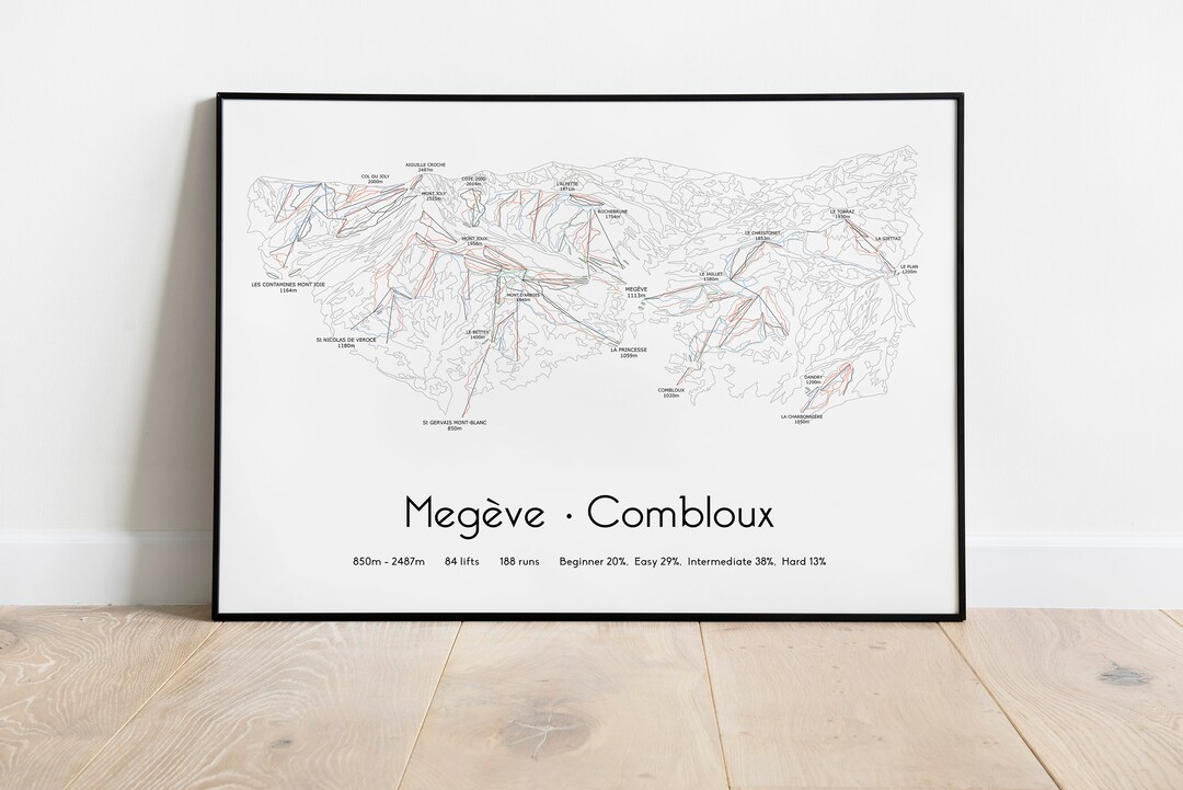 Megève Combloux Ski Piste Map Poster/print - Etsy Canada