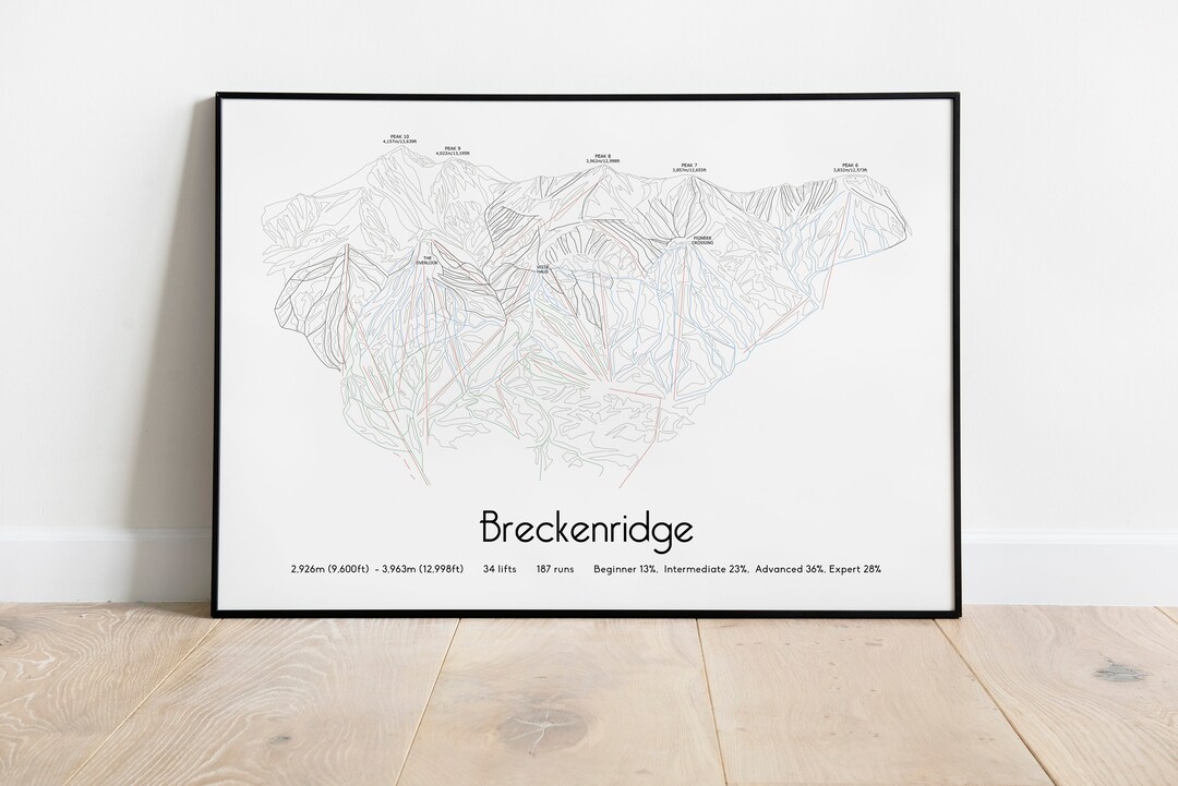 Breckenridge Trail Ski Piste Map Poster/print - Etsy