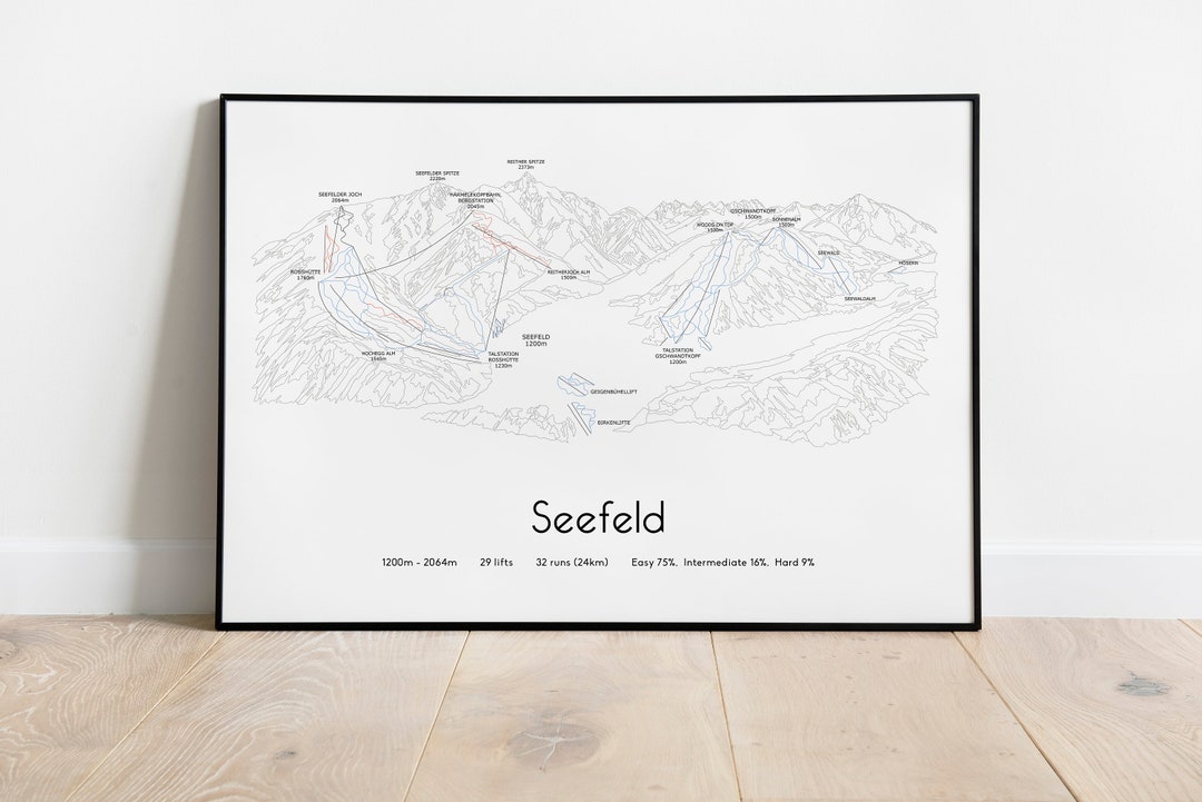 Seefeld Ski Piste Map Poster/print - Etsy