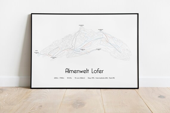 Almenwelt Lofer Ski Piste Map Poster/print - Etsy