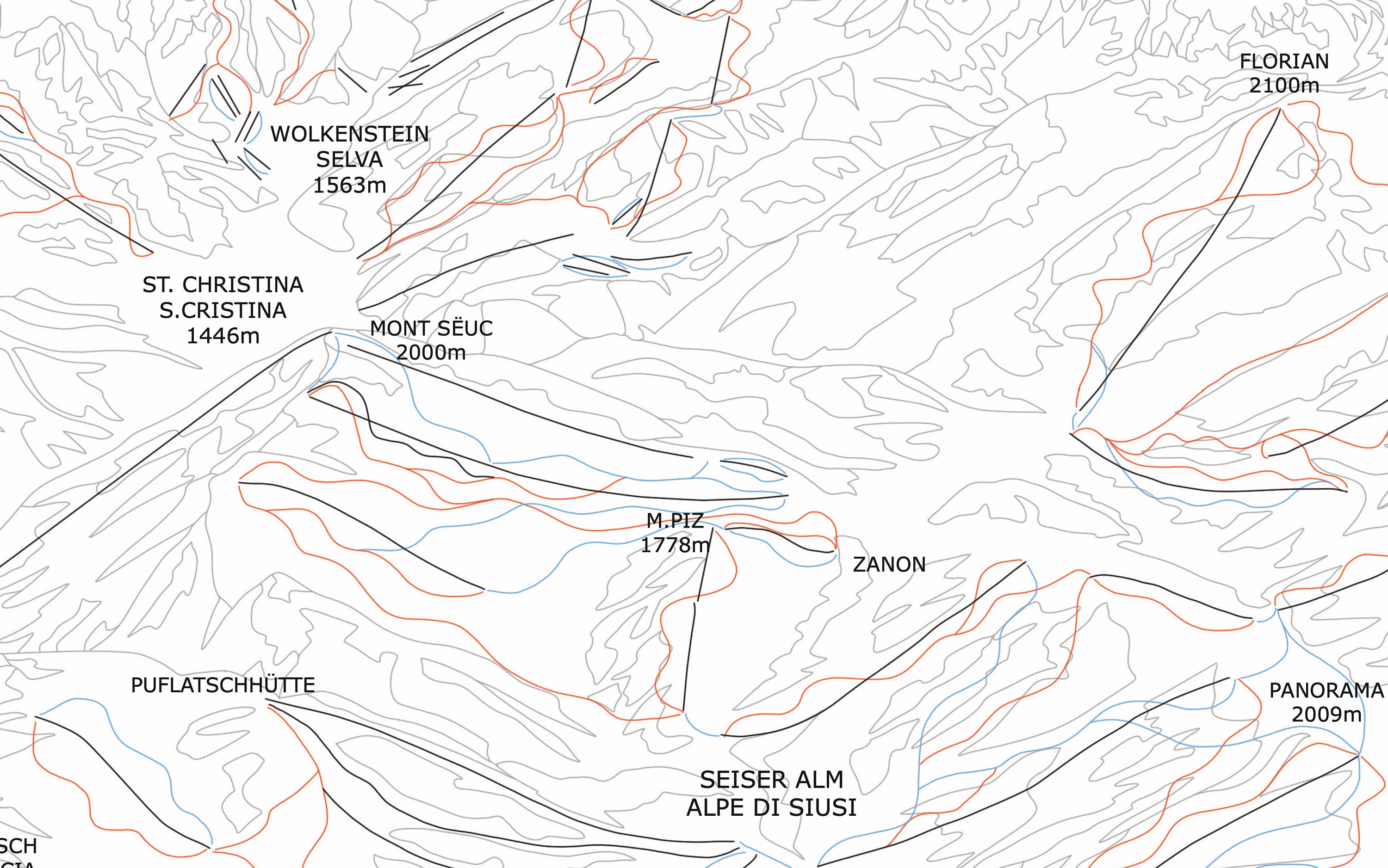 Seiser Alm . Alpe Di Siusi . Ski Piste Map Poster/print - Etsy Israel