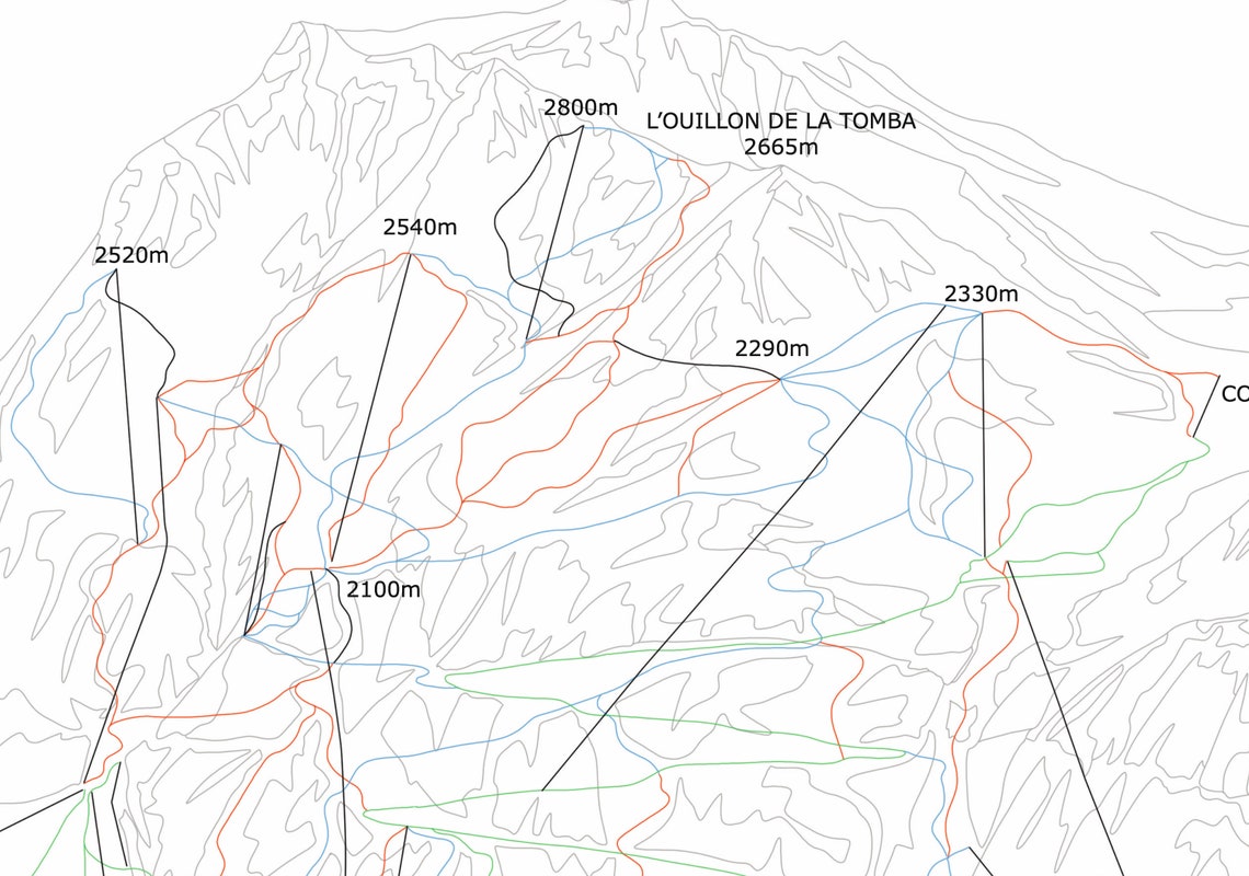 Val Cenis Ski Piste Map Poster/print | Etsy UK