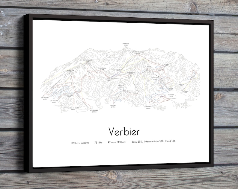 Verbier 4 Valleys Ski Piste Map Poster/print - Etsy UK