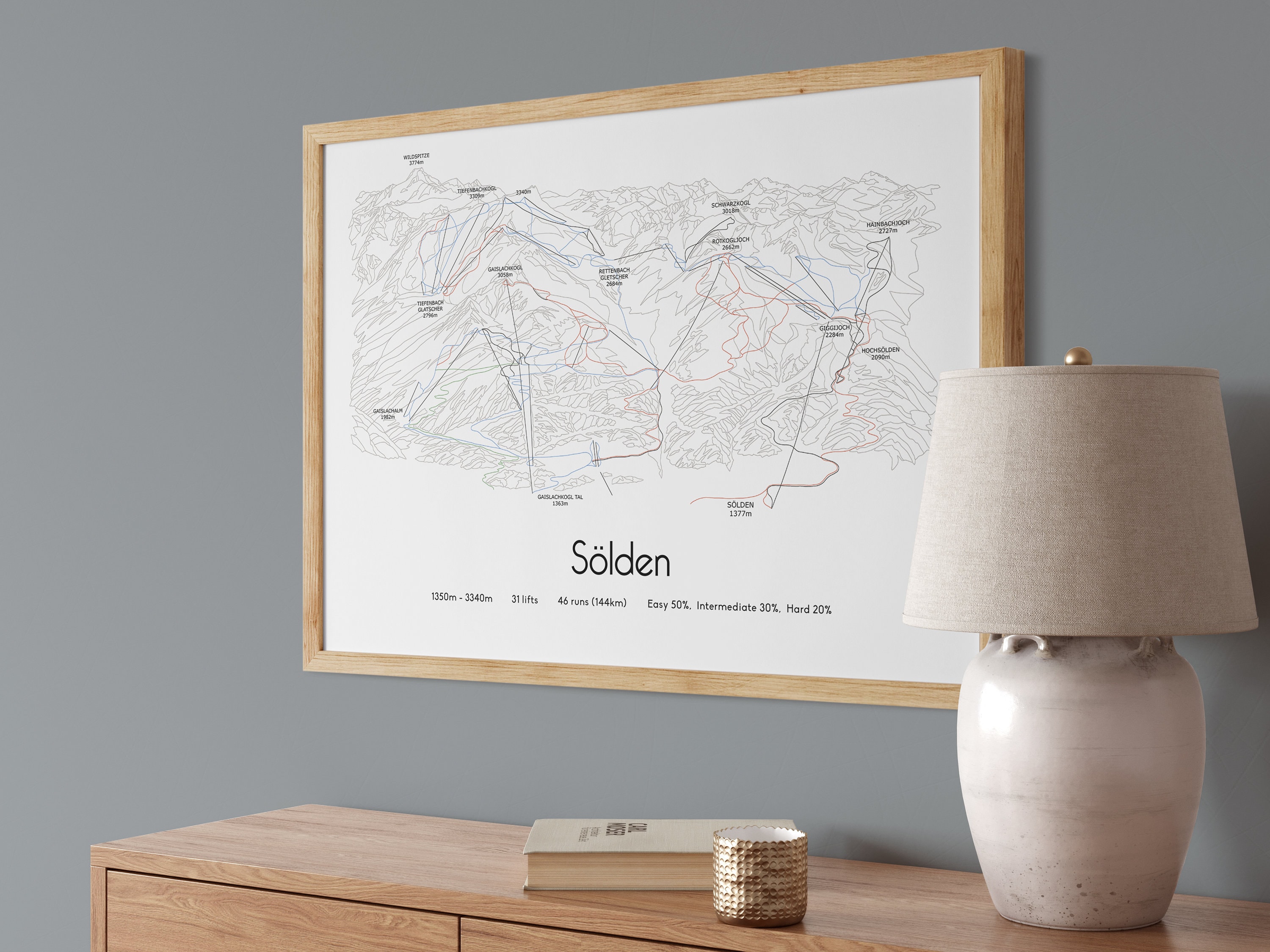 Sölden Ski Piste Map Poster/print - Etsy