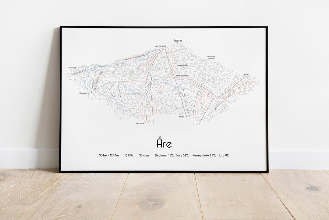 Åre Sweden. Piste Trail Map Poster/print - Etsy
