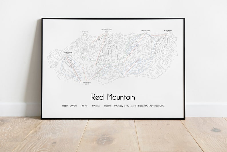 Red Mountain Trail Ski Piste Map Poster Print - Etsy