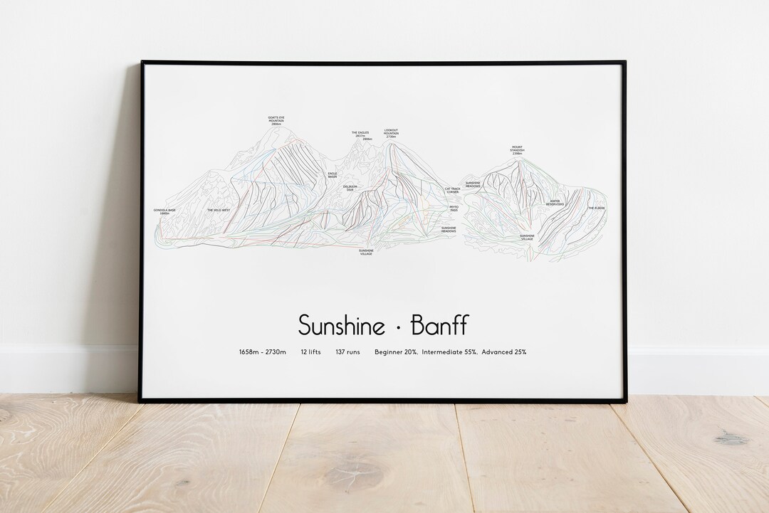 Sunshine Village Banff Ski Piste Trail Map Poster/print - Etsy