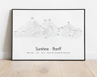 Sunshine Village Banff Ski Piste Trail Map Poster/print | Etsy