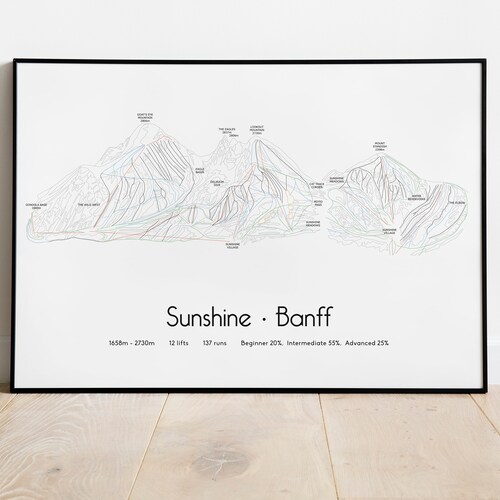 Sunshine Village Banff Ski Piste Trail Map Poster/print - Etsy