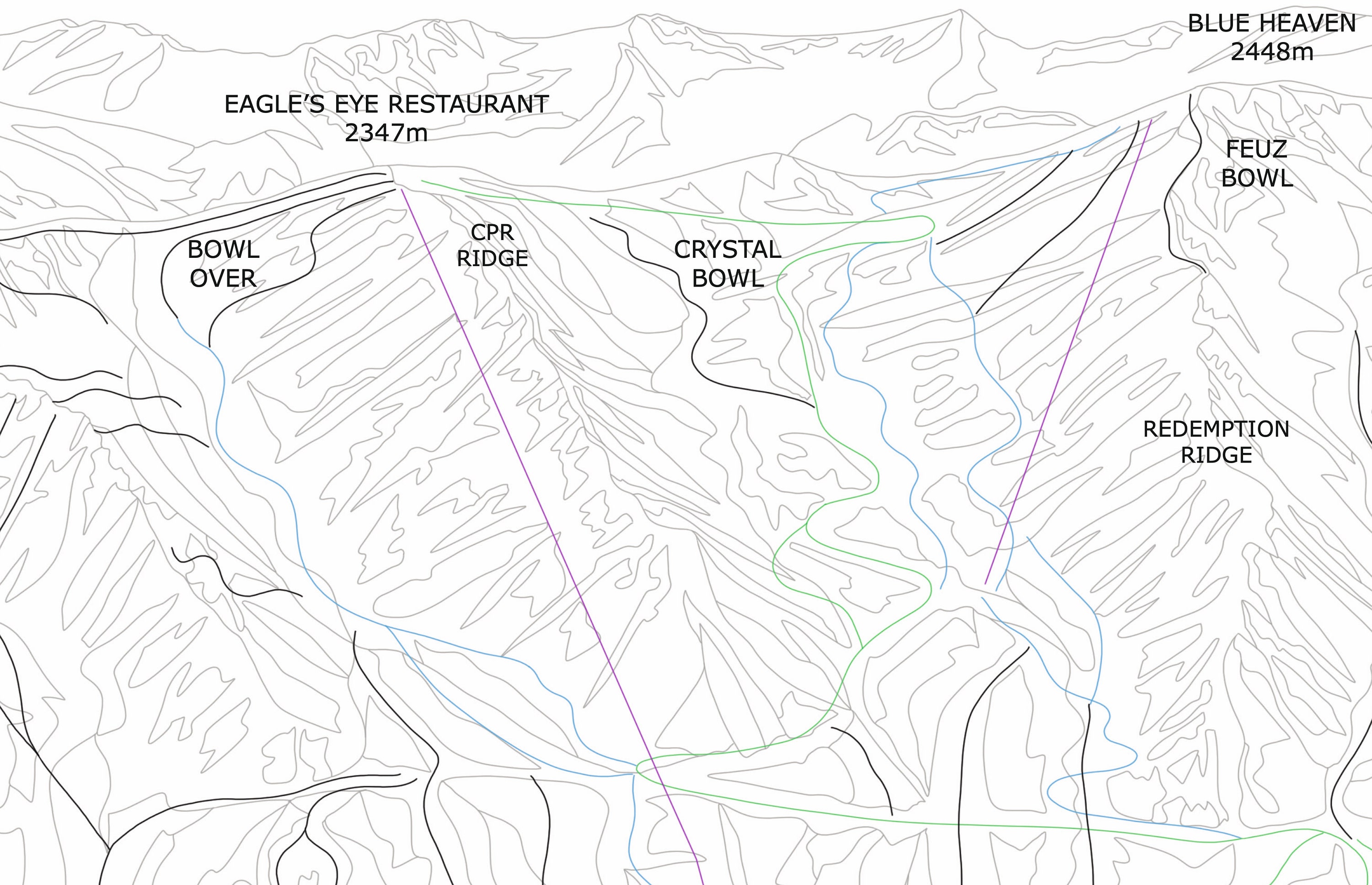 Kicking Horse Trail Ski Piste Map Poster/print - Etsy Canada