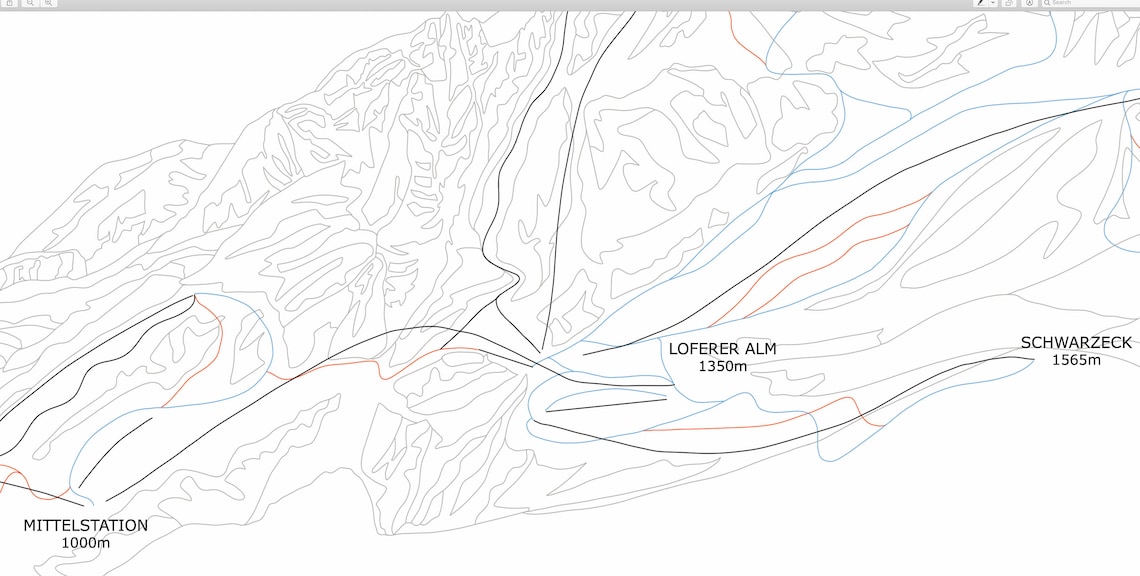 Almenwelt Lofer Ski Piste Map Poster/print - Etsy
