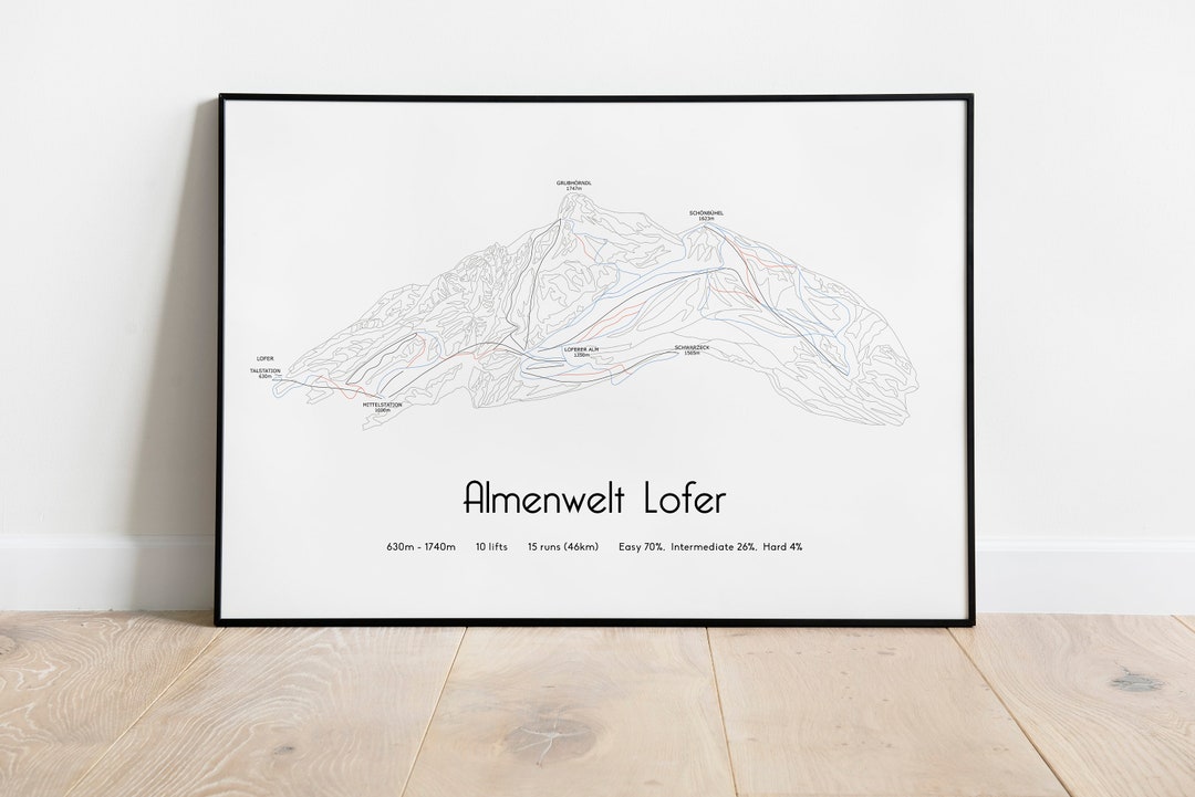 Almenwelt Lofer Ski Piste Map Poster/print - Etsy