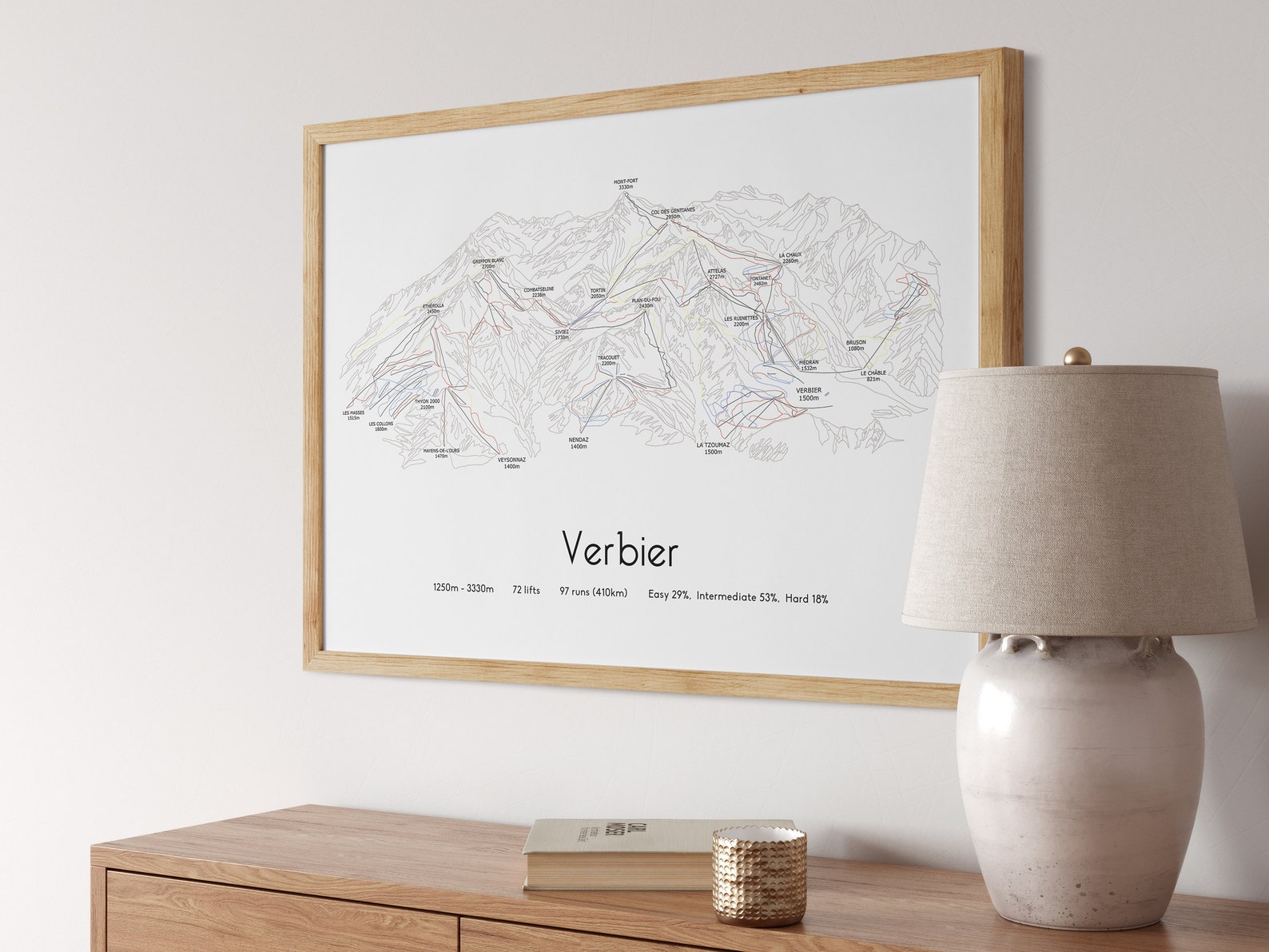Verbier 4 Valleys Ski Piste Map Poster/print - Etsy UK