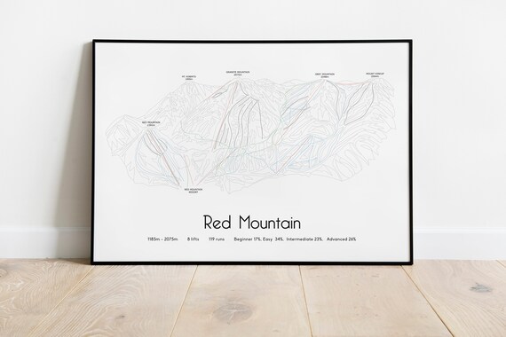 Red Mountain Trail Ski Piste Map Poster Print | Etsy