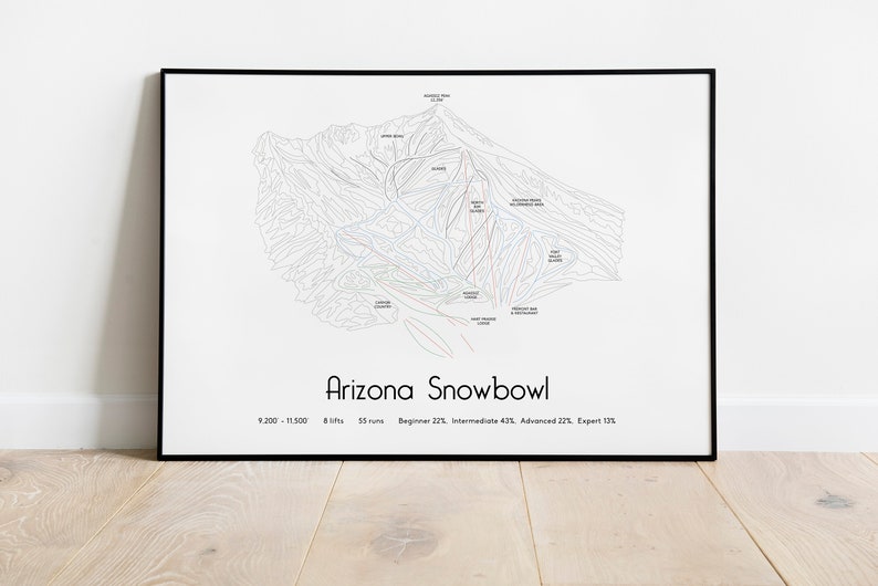 Arizona Snowbowl Ski Trail Piste Map Poster/print - Etsy