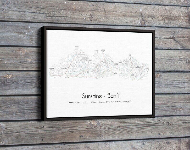 Sunshine Village Banff Ski Piste Trail Map Poster/print | Etsy