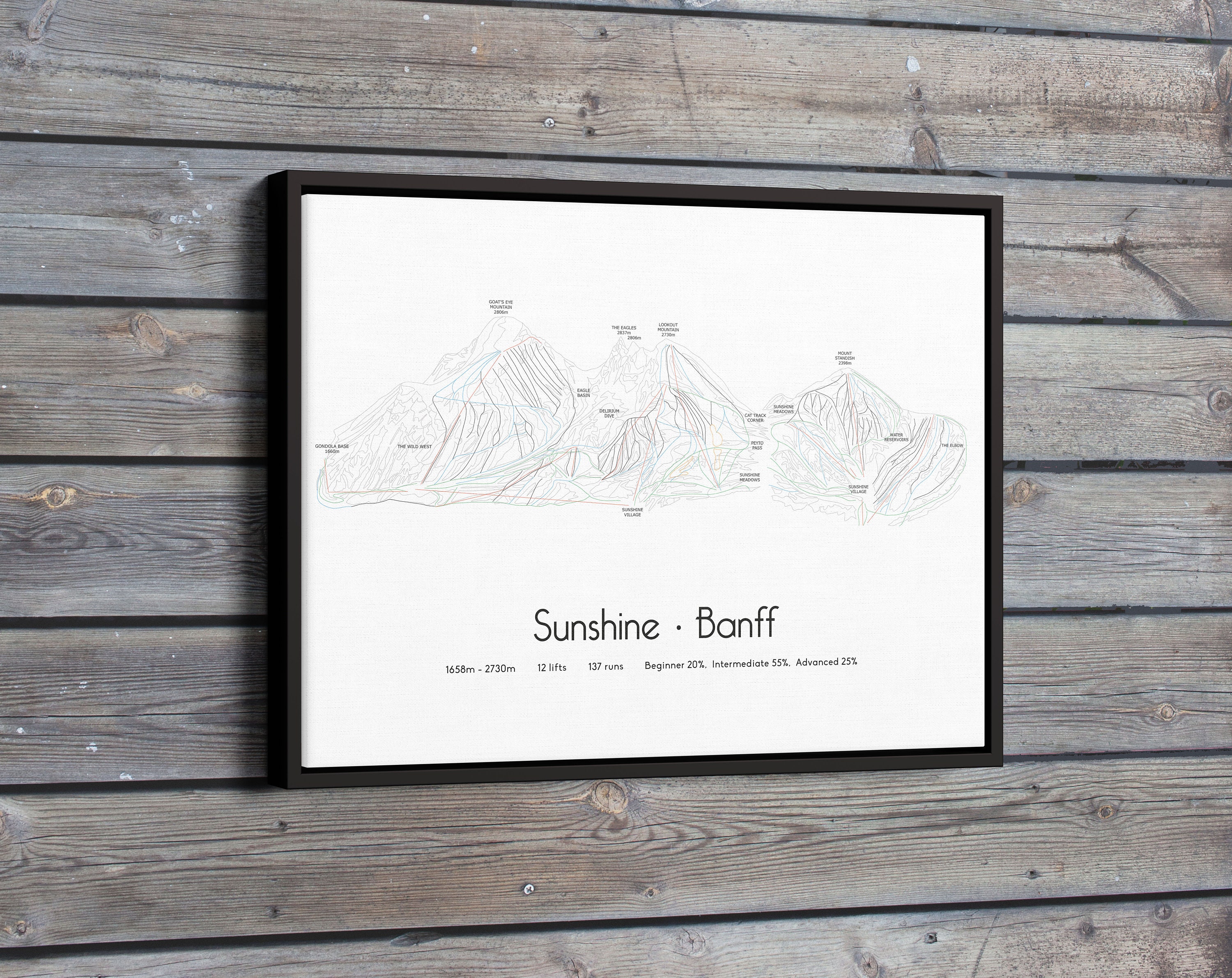 Sunshine Village Banff Ski Piste Trail Map Poster/print | Etsy