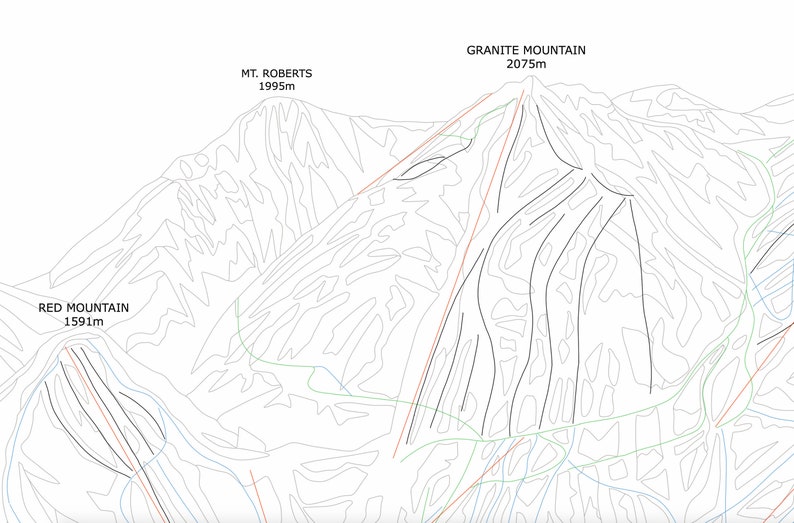 Red Mountain Trail Ski Piste Map Poster Print - Etsy