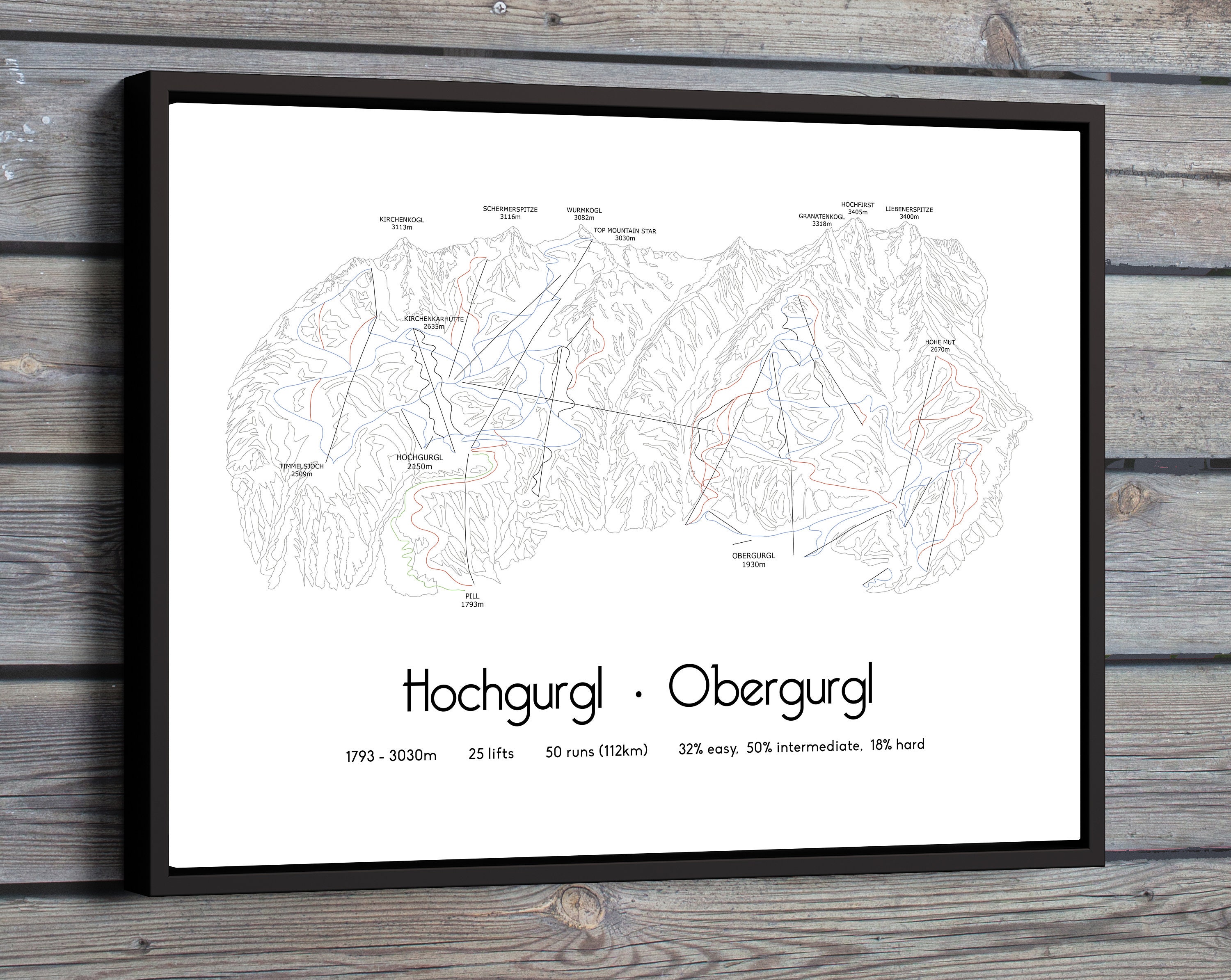 Hochgurgl Obergurgl Ski Piste Map Posterprint Etsy