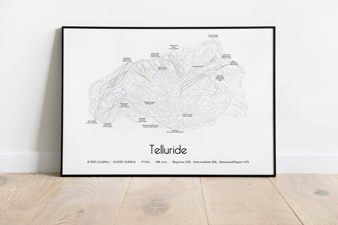 Telluride Ski Trail Piste Map Poster/print - Etsy