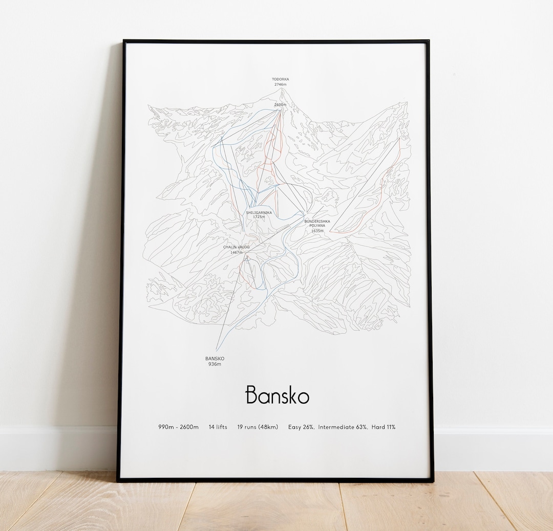 Bansko Ski Piste Map Poster/print - Etsy