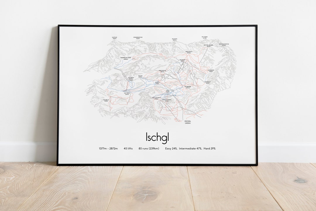 Ischgl Samnaun (silvretta Arena) Ski Piste Map Poster/print - Etsy