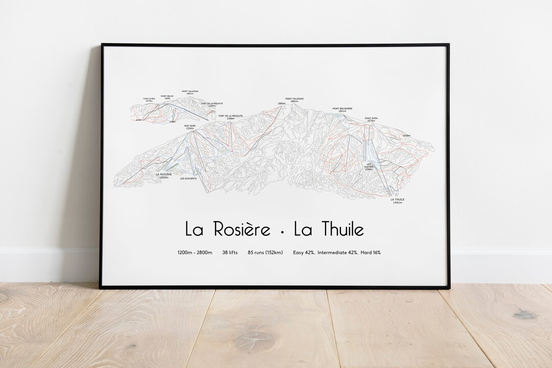 La Rosière La Thuile Ski Piste Map Poster/print - Etsy
