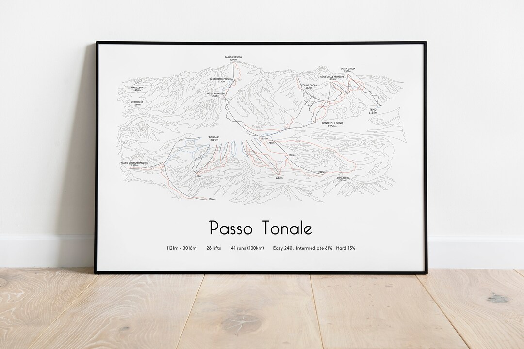 Passo Tonale - Ponte Di Legno Piste Map Poster/print - Etsy
