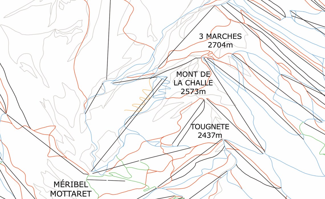 3 Valleys Ski Piste Map Poster/print courchevel Meribel - Etsy UK