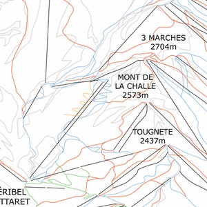 3 Valleys Ski Piste Map Poster/print courchevel Meribel - Etsy UK